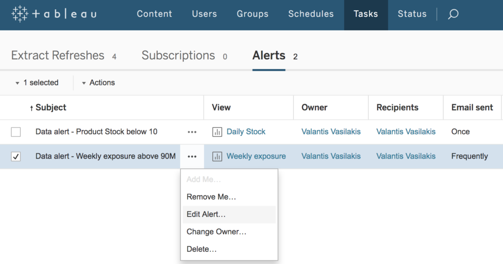 Data-driven alerts for Tableau Server | New feature in Tableau 10.3 - The Information Lab Nederland