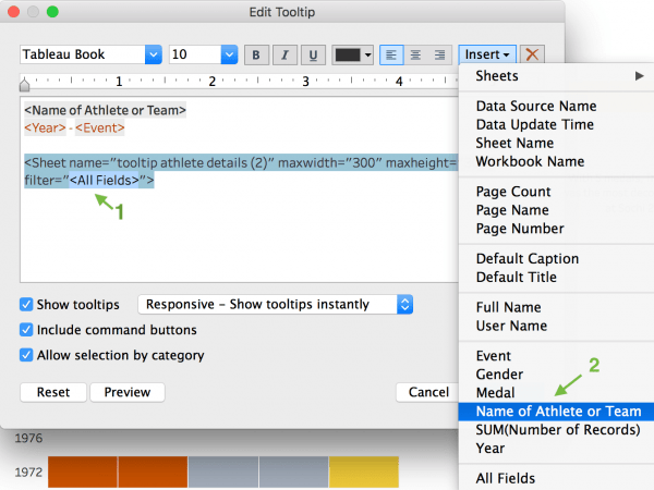 Tableau 10.5: How to change the filter in the Viz in tooltip?