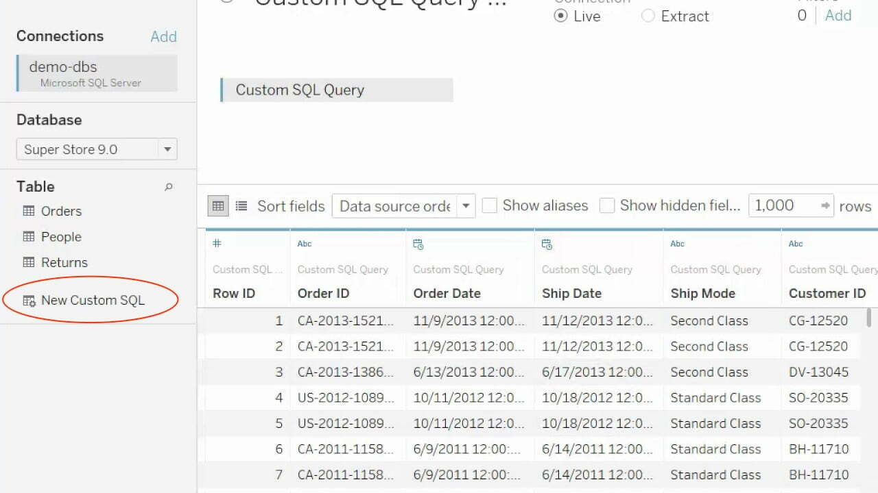 Using Custom SQL in Tableau: Points to Consider